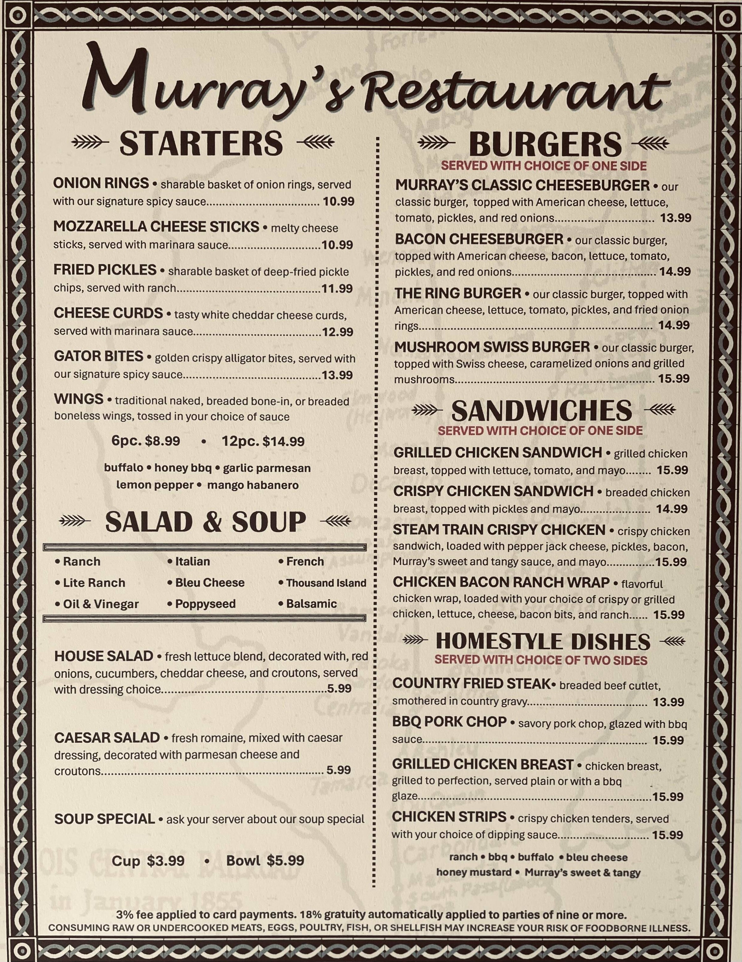 Menu | Murray's Steakhouse